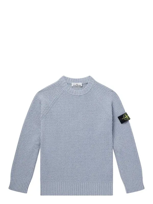 Stone Island Logo-appliquéd Ribbed Cotton-blend Sweater - Blue