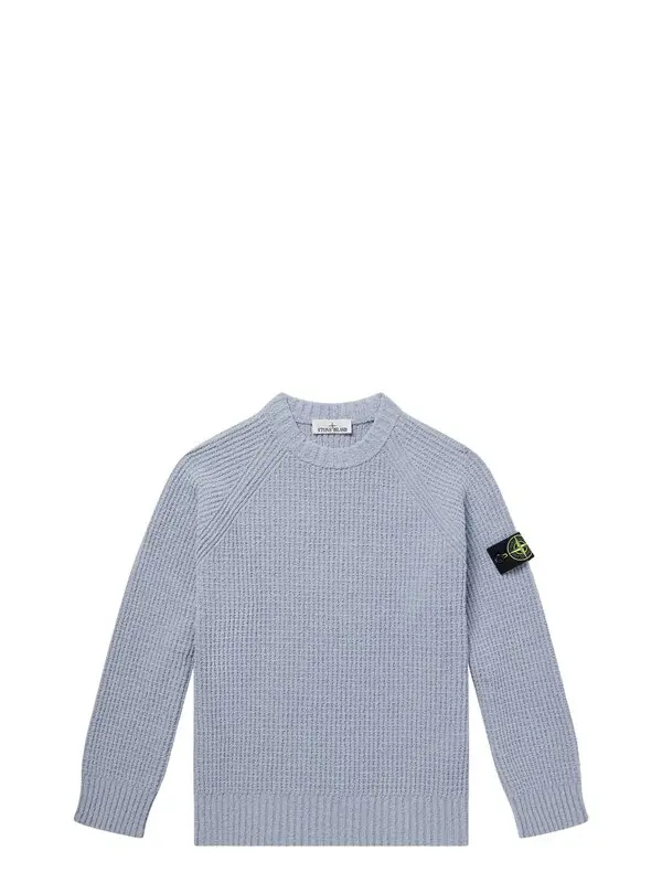 Stone Island Logo-appliquéd Ribbed Cotton-blend Sweater - Light Blue