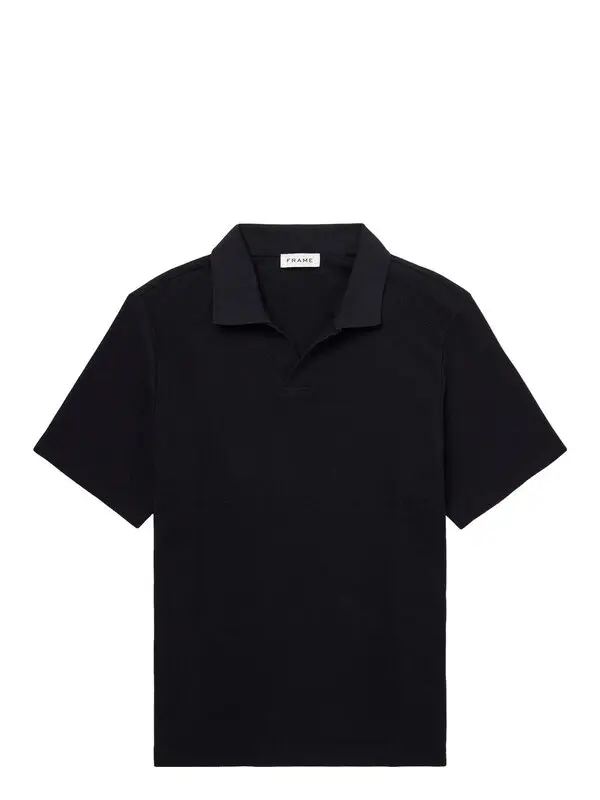 FRAME Cotton-piqué Polo Shirt - Black