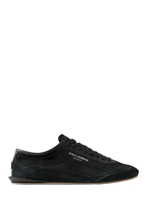 Dolce & Gabbana Suede And Leather Trimmed Low Top Sneakers - Black
