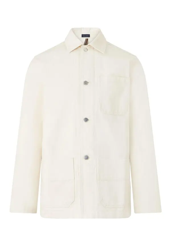 DRAKE'S Denim Overshirt - Ecru