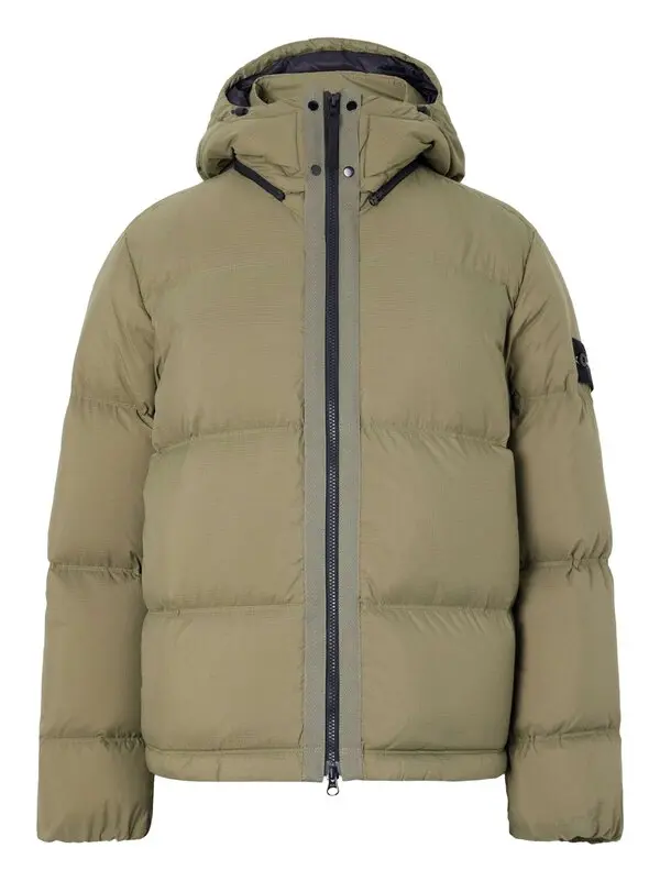 Stone Island Padded Quilted Hooded Down Jacket - Green
