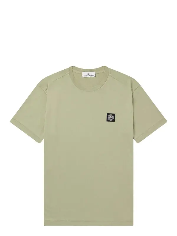 Stone Island Logo-appliquéd Garment-dyed Cotton-jersey T-shirt - Green