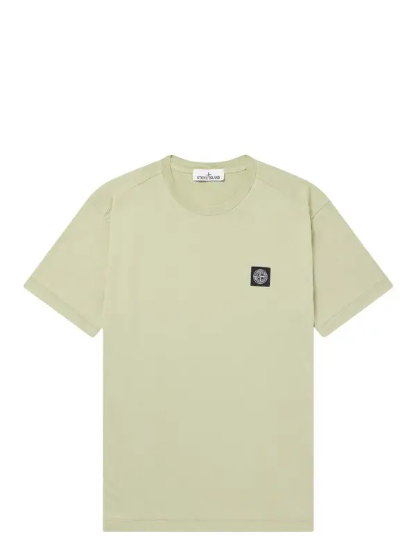 Stone Island Logo-appliquéd Garment-dyed Cotton-jersey T-shirt - Green