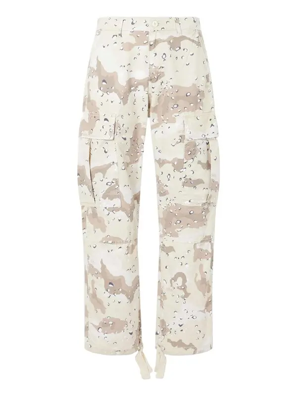 CHERRY LOS ANGELES Wide-leg Camouflage Cargo Trousers - Beige