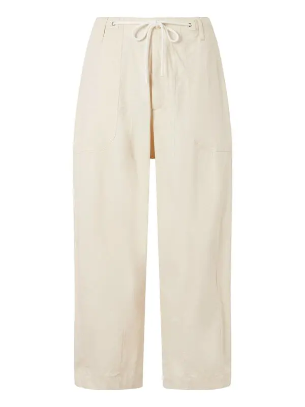 CHERRY LOS ANGELES Wide-leg Cotton Twill Trousers - Neutrals