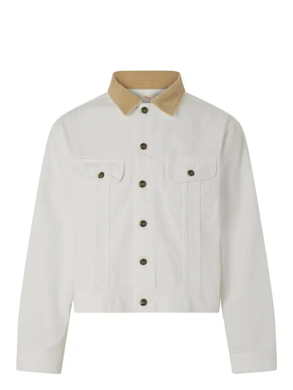 CHERRY LOS ANGELES Corduroy Collar Denim Trucker Jacket - Neutrals