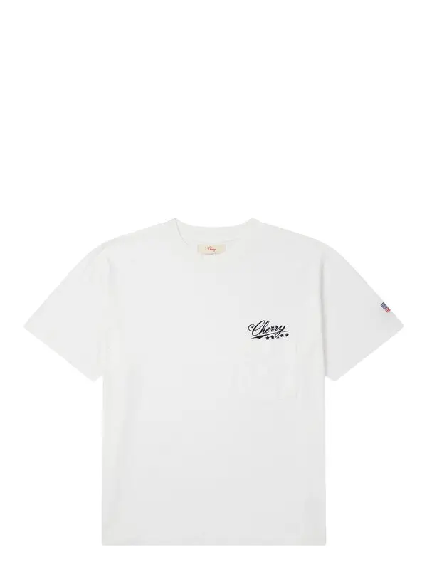 CHERRY LOS ANGELES Logo-embroidered Cotton-jersey T-shirt - Neutrals