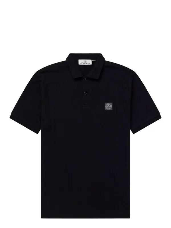 Stone Island Logo-appliquéd Cotton-piqué Polo Shirt - Black