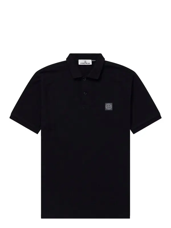 Stone Island Logo-appliquéd Cotton-piqué Polo Shirt - Black