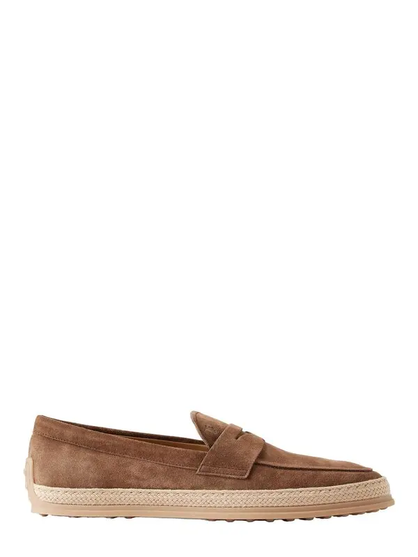 TOD'S Suede Espadrille Loafers - Brown