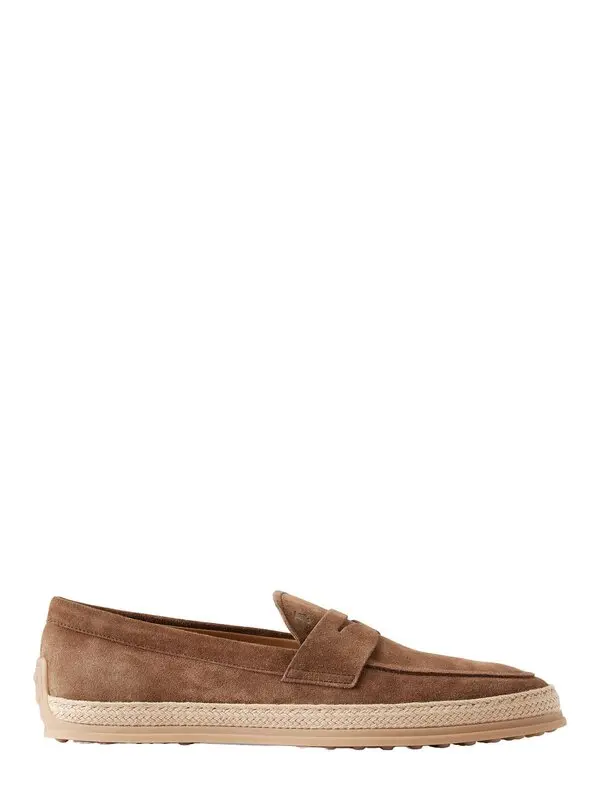 TOD'S Suede Espadrille Loafers - Brown