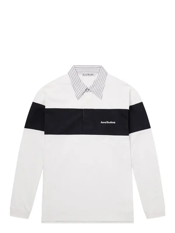 Acne Studios Logo-embroidered Cotton-jersey Polo Shirt - White