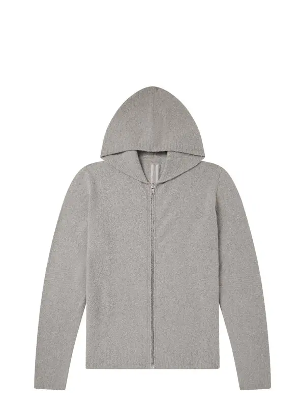 Rick Owens Cashmere-blend Felt Zip-up Hoodie - Gray