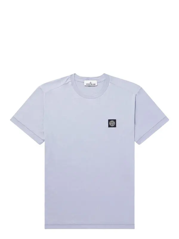 Stone Island Logo-appliquéd Garment-dyed Cotton-jersey T-shirt - Gray