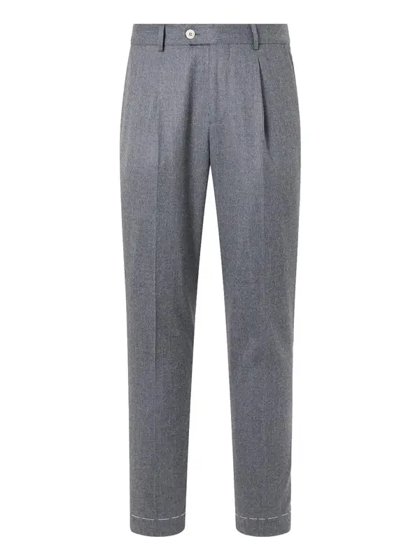Brunello Cucinelli Straight-leg Wool Flannel Trousers - Gray