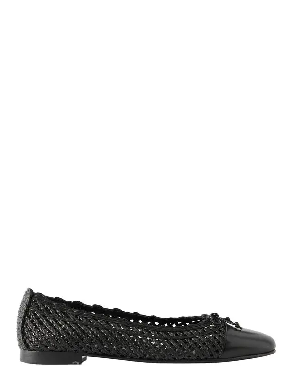 Tory Burch Bow-detail Raffia Ballet Flats - Natural