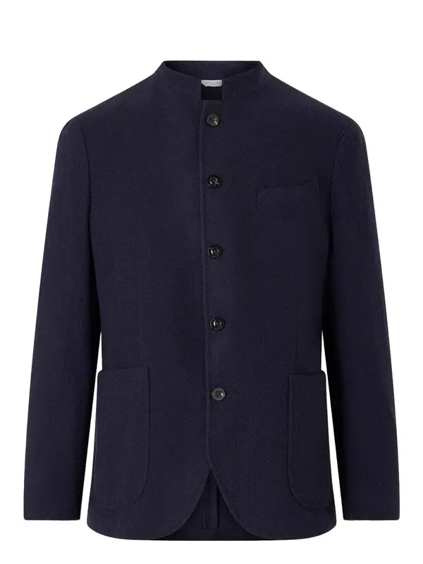 Boglioli Wool-blend Twill Nehru Collar Jacket - Blue