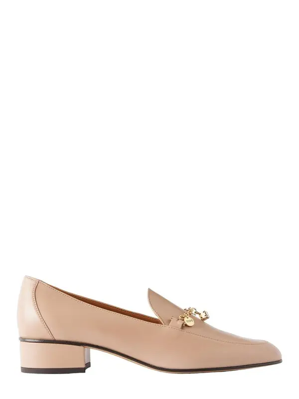 TOD'S Embellished Leather Loafers - Neutral