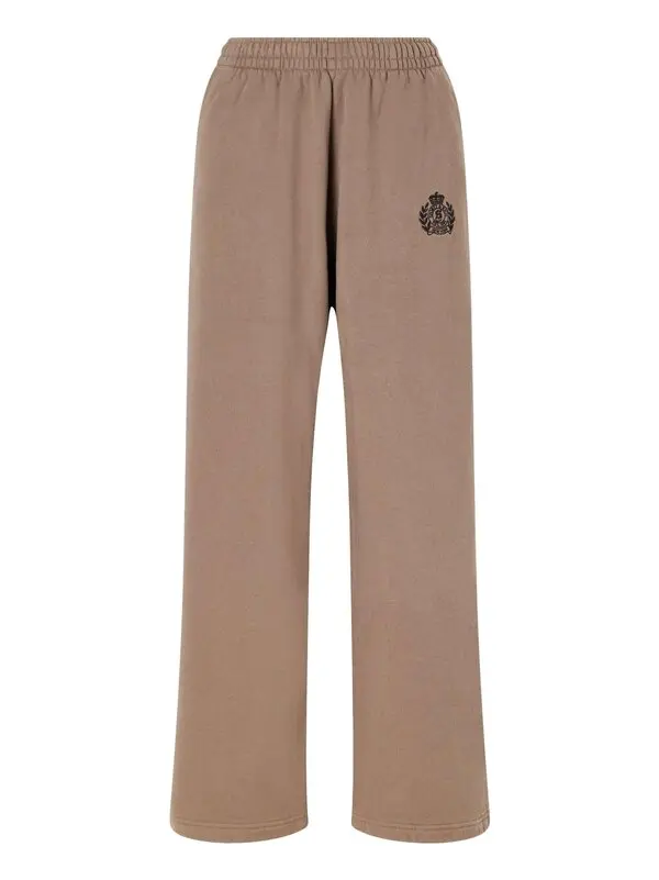 SPORTY & RICH Logo-embroidered Wide-leg Sweatpants - Sand