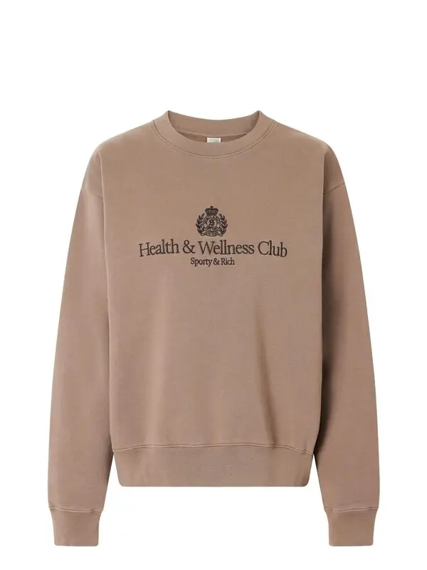 Sporty & Rich Logo-embroidered Cotton-jersey Sweatshirt - Neutrals