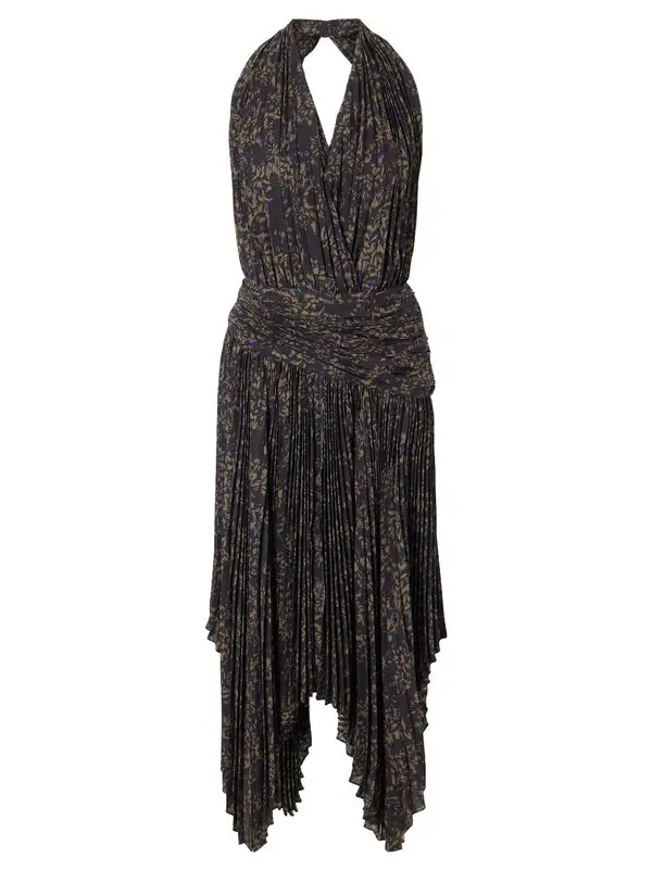 Proenza Schouler Paulina' Pleated Georgette Midi Dress - Black