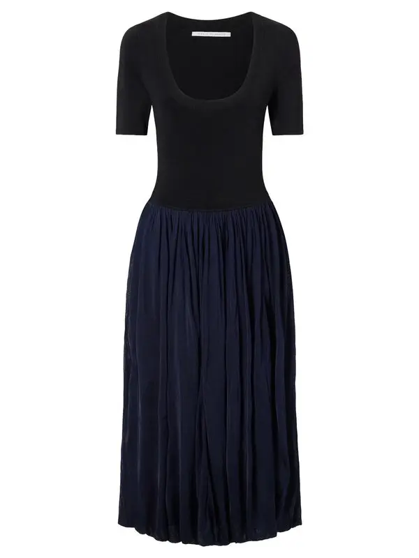 Maria Mcmanus Ribbed Woven Midi Dress - Black