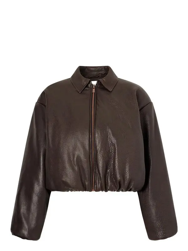 Magda Butrym Textured Leather Cropped Jacket - Brown