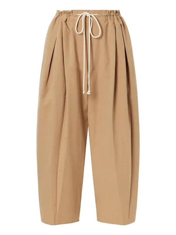 Maria Mcmanus Organic Cotton Poplin Wide-leg Pants With Drawstring Waist - Neutrals