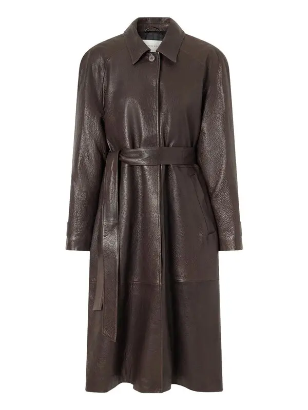 Magda Butrym Belted Leather Trench Coat - Brown