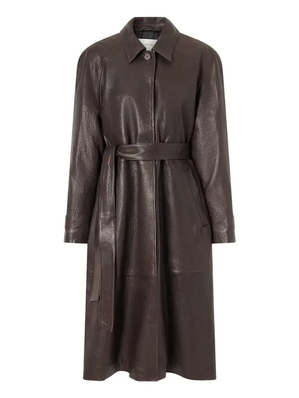 Magda Butrym Belted Leather Trench Coat - Dark Brown