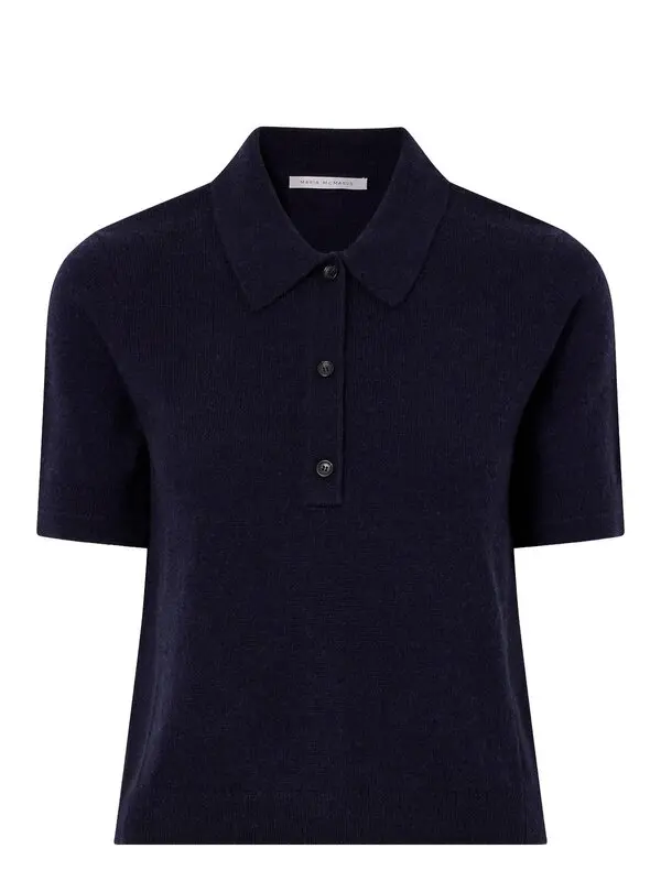 Maria Mcmanus Cashmere And Cotton-blend Polo Shirt - Blue