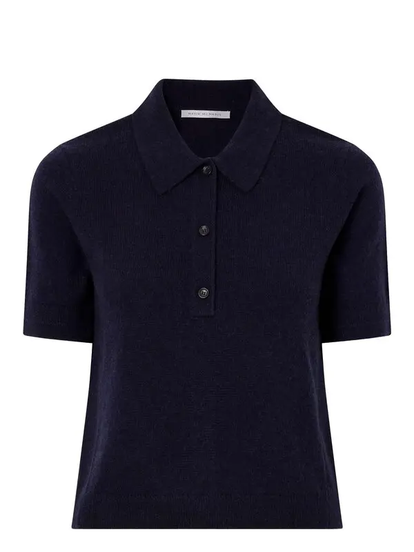 Maria Mcmanus Cashmere And Cotton-blend Polo Shirt - Navy