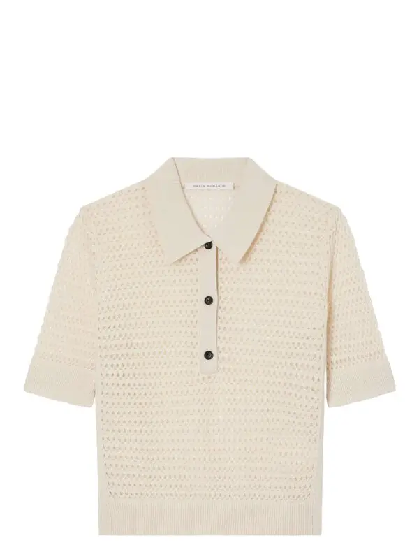Maria Mcmanus Cashmere And Cotton-blend Crocheted Polo Shirt - Ivory