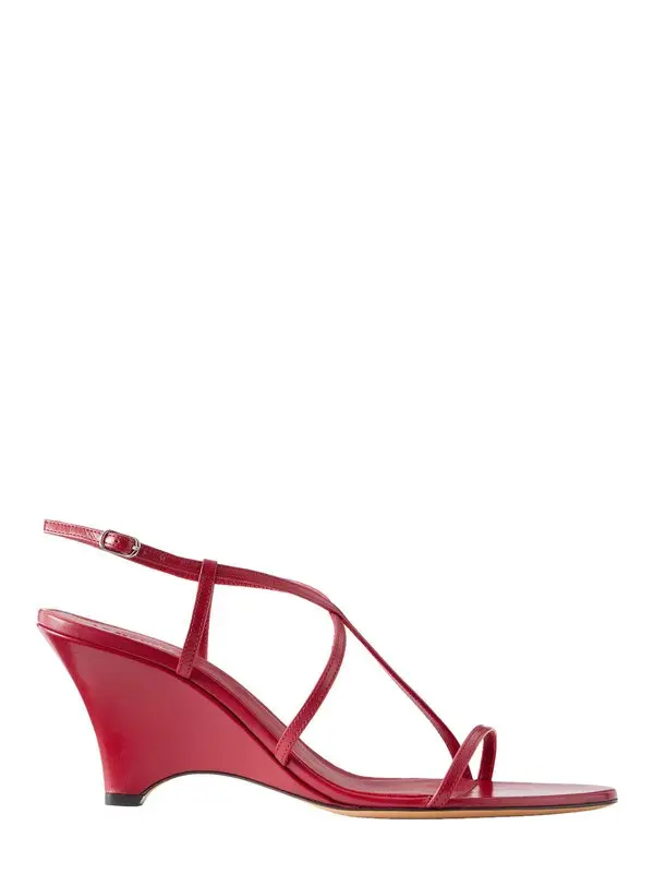 Le Monde Beryl Rio" 70mm Leather Wedge Sandals - Red
