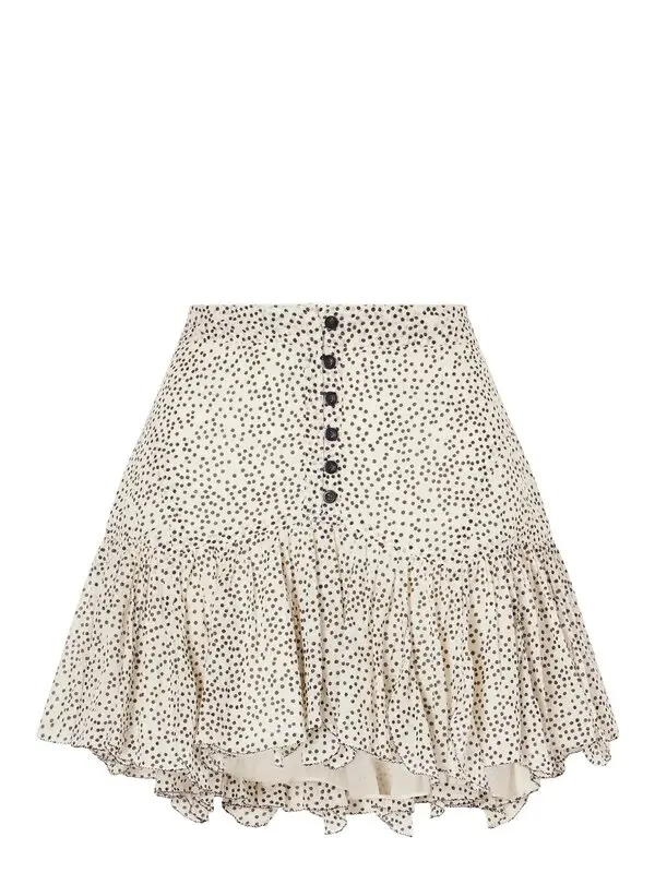 MARANT ETOILE Daneen Polka-dot Ruffled Cotton Mini Skirt - White