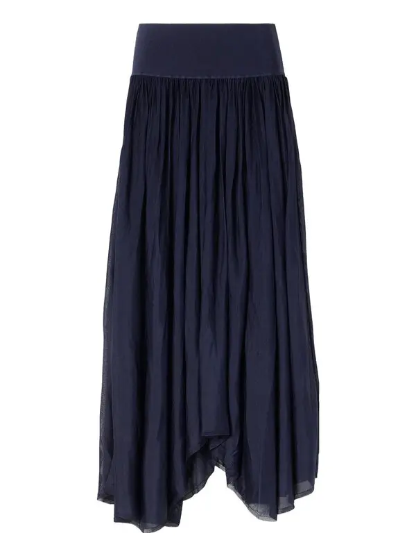 Maria Mcmanus Asymmetrical Plissé Midi Skirt - Blue