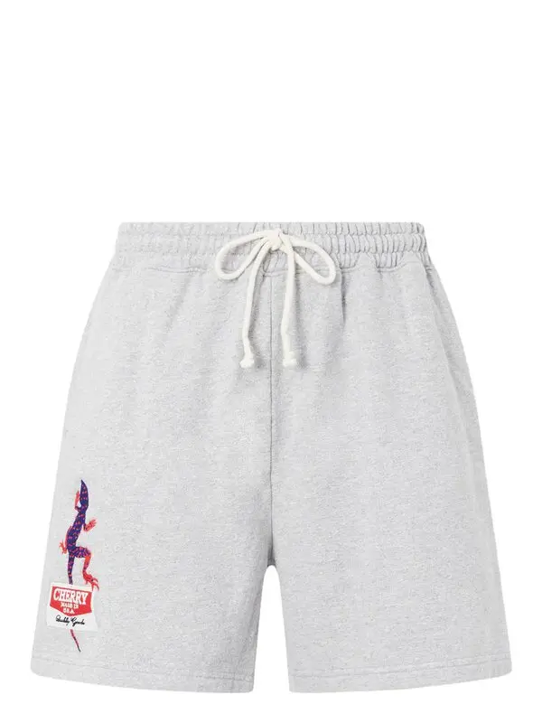 CHERRY LOS ANGELES Logo Embroidered Cotton Shorts - Gray