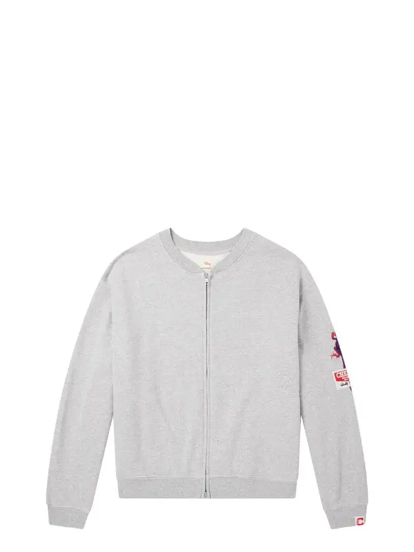 CHERRY LOS ANGELES Logo-embroidered Cotton-jersey Zip-up Sweatshirt - Gray