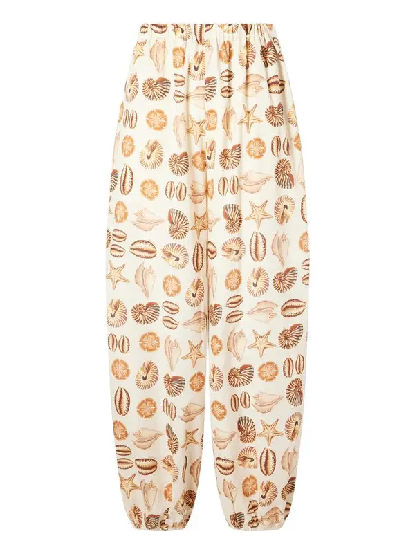 Farm Rio Printed Cotton Balloon Pants - Neutrals