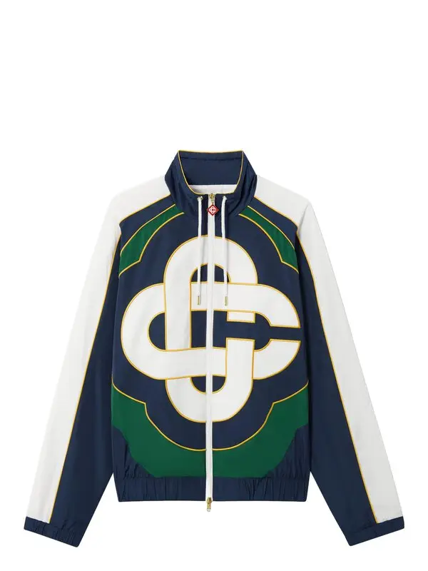 Casablanca Green & Navy Check Applique Windbreaker Jacket - Yellow