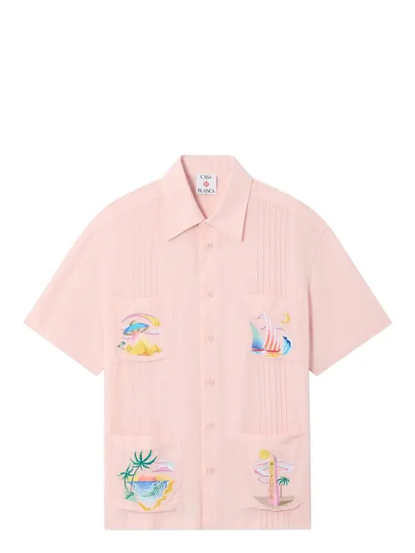 Casablanca Phantasmagoria Embroidered Short Sleeve Shirt - Pink