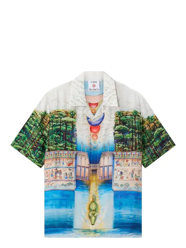 Casablanca Multicolour Trompe L'oeil Short Sleeve Silk Shirt - Multicolor