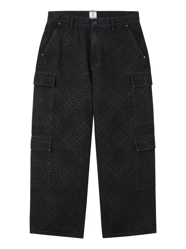 Casablanca Monogram Cargo Denim Jeans - Black