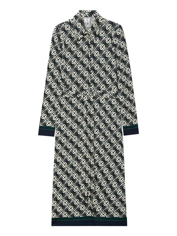 Casablanca Navy Check Jersey Monogram Midi Dress - Green