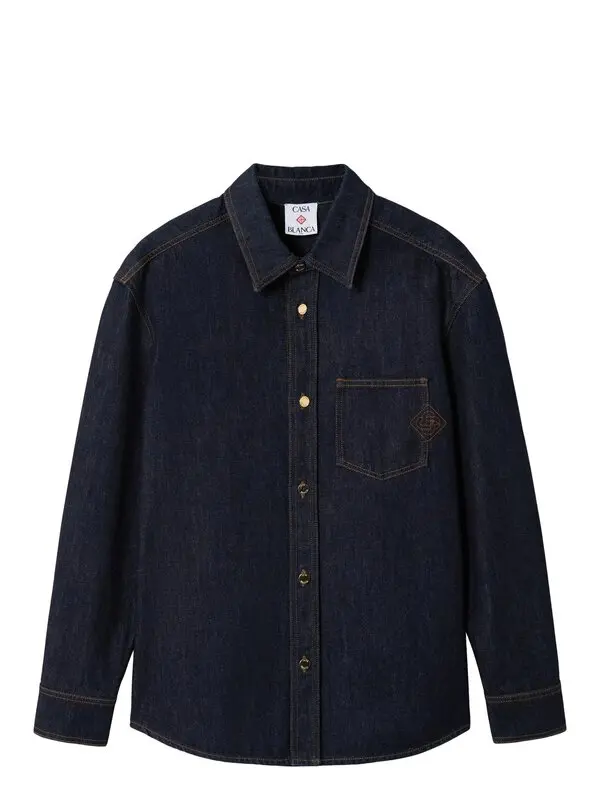 Casablanca Indigo Raw Denim Long Sleeve Shirt - Multicolor