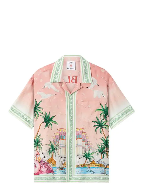 Casablanca Ethereal Short Sleeve Silk Shirt - Pink