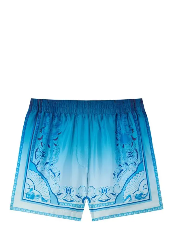 Casablanca Gradient Egyptian Rug Silk Shorts - Blue