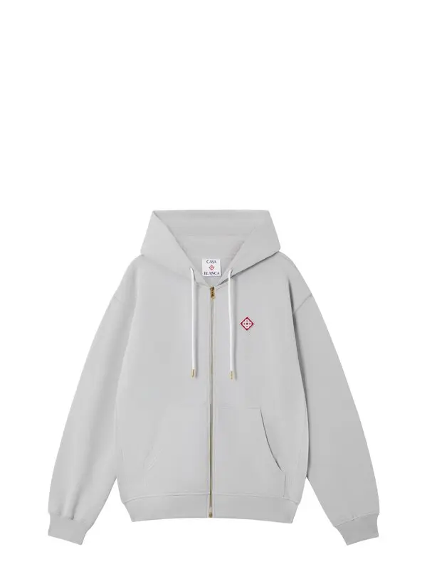 Casablanca Grey Diamond Logo Zip Hooded Sweatshirt - Multicolor