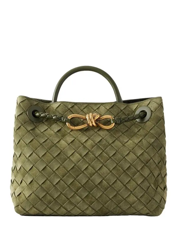 Bottega Veneta Andiamo Small Intrecciato Suede Shoulder Bag - Green